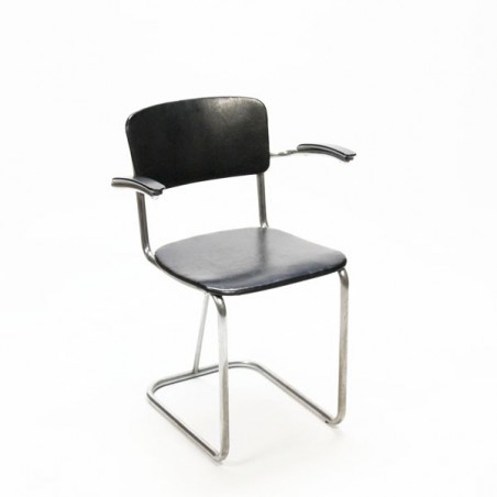 Tube frame chair with black skai - Retro Studio