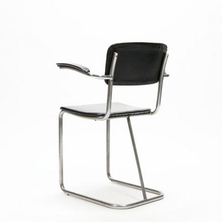 Tube frame chair with black skai - Retro Studio