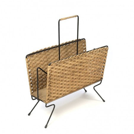 Vintage newspaper rack with wicker - Retro Studio