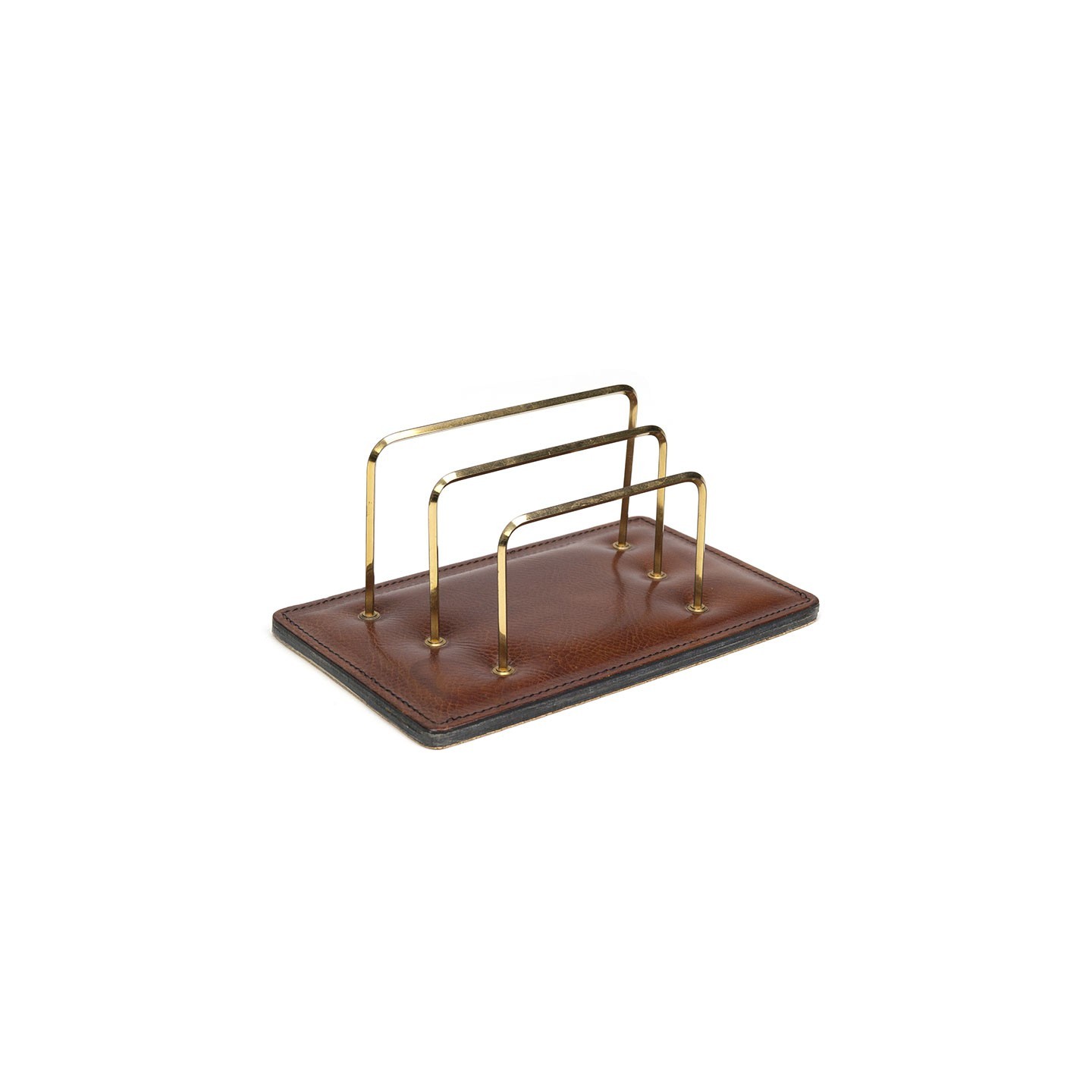 Brown leather vintage letter stand - Retro Studio