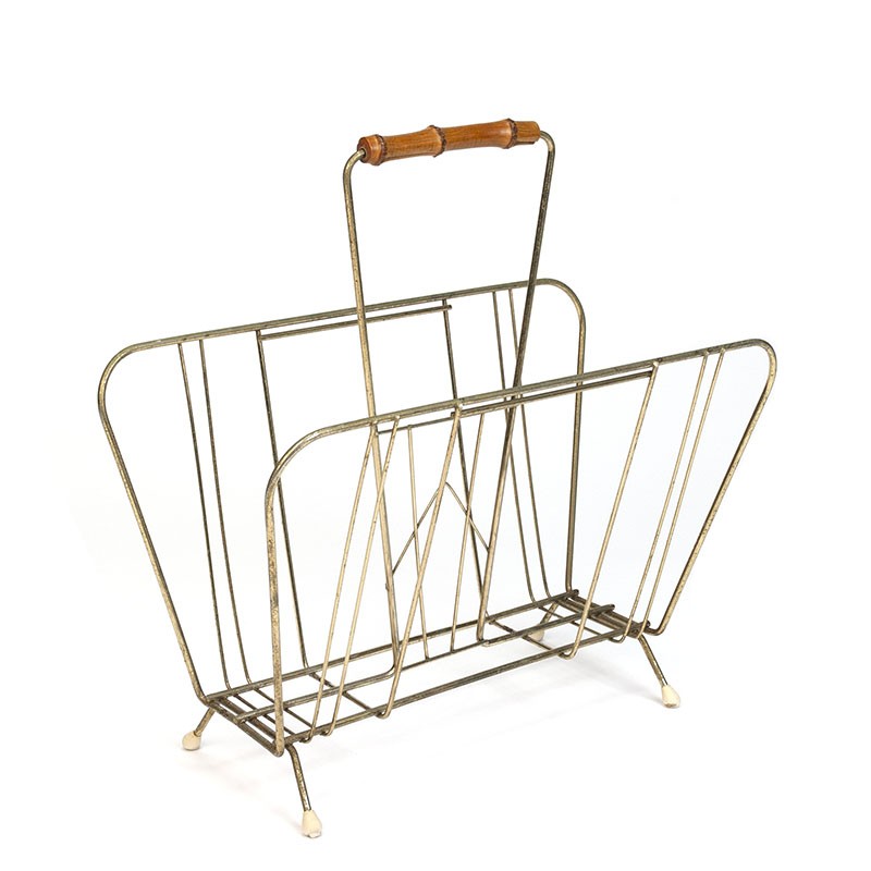 Sixties vintage brass newspaper rack - Retro Studio