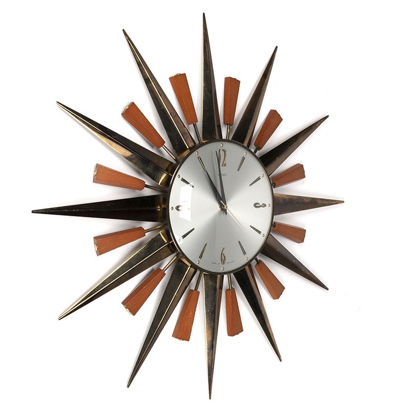 Vintage clock by Metamec sun shape - Retro Studio