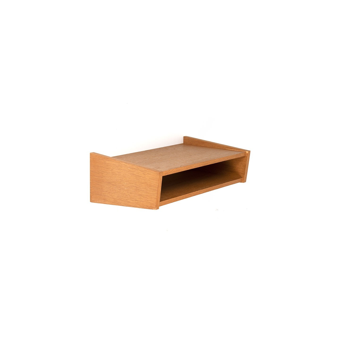 Danish vintage floating open wall shelf in oak - Retro